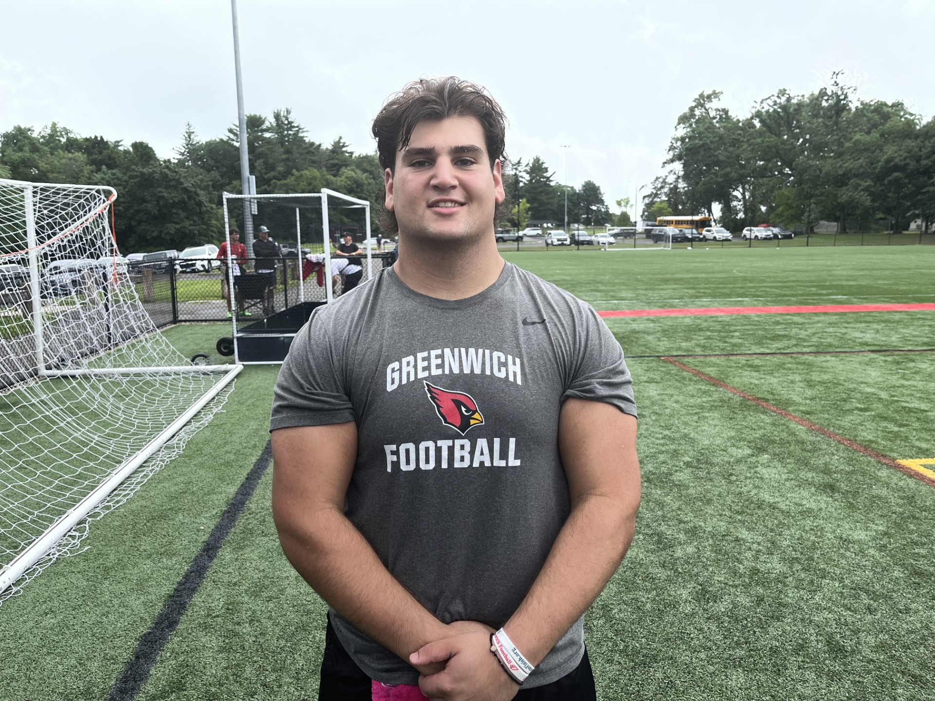 Greenwich High School all-state football player, incoming senior Peter Vomvolakis announces his ...